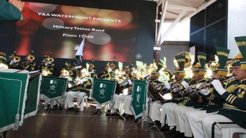 Pakistan tri-services military band performs at Cape Town