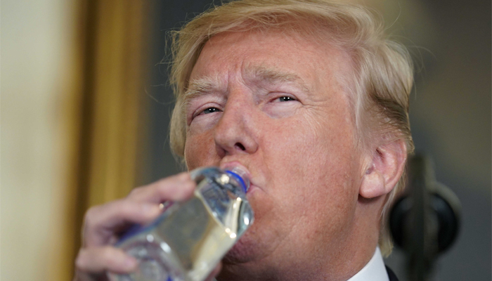 In post-Asia trip speech, Trump makes news ... with water