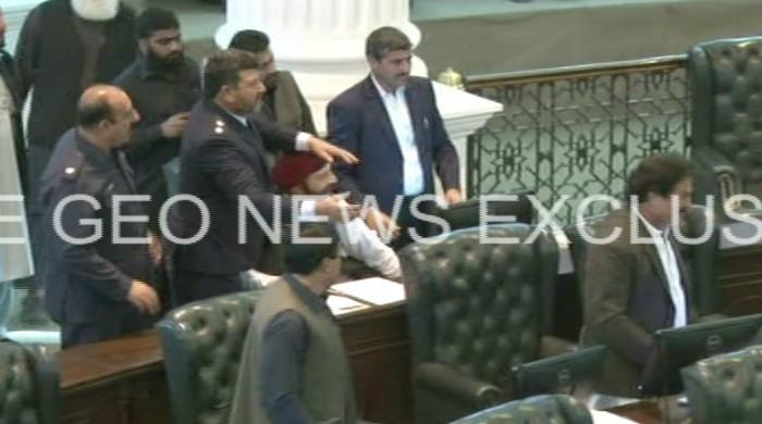 PTI MPA hurls shoe at Baldev Kumar in KP assembly