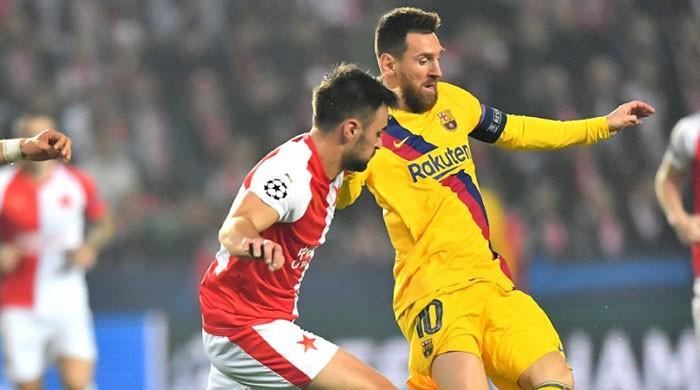 Messi's historic goal helps Barcelona edge Slavia Prague