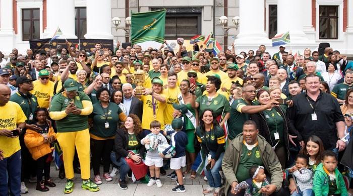 Springboks cap off World Cup celebrations at site where Mandela ...