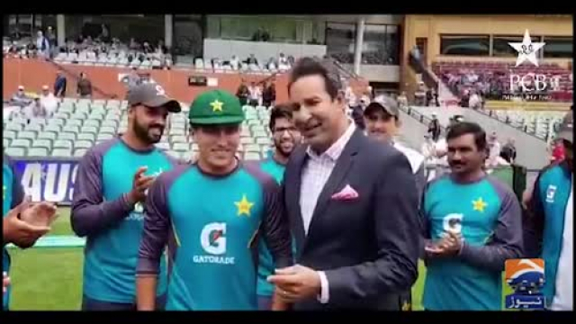 Muhammad Musa Khan gets his Test cap from former captain Wasim Akram ...