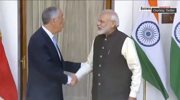 Watch: Modi's awkward handshake with Portuguese president