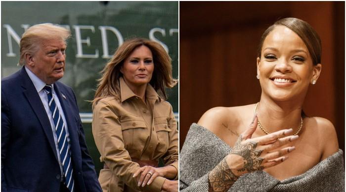 Rihanna in stitches as Melania refuses to hold Donald Trump’s hand