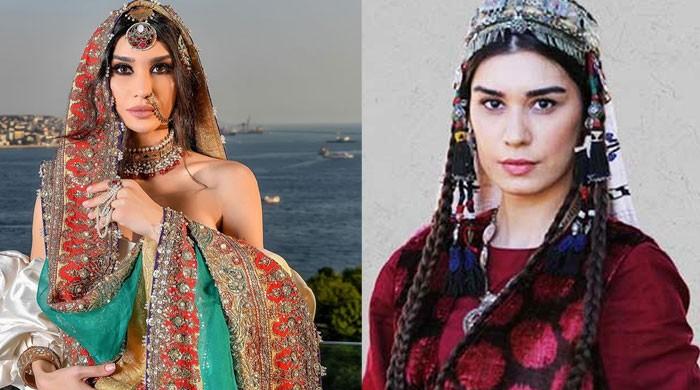 Burcu Kiratli aka Gokce Hatun looks radiant in a traditional Pakistani ...