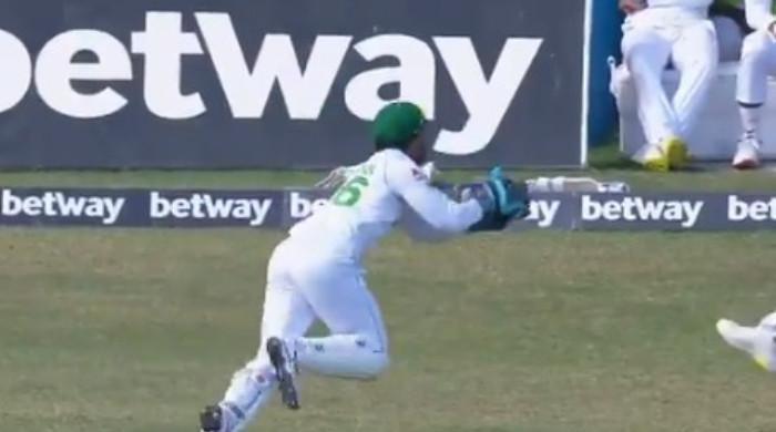 Never-say-die attitude: Watch Rizwan dive backwards to take stunning catch