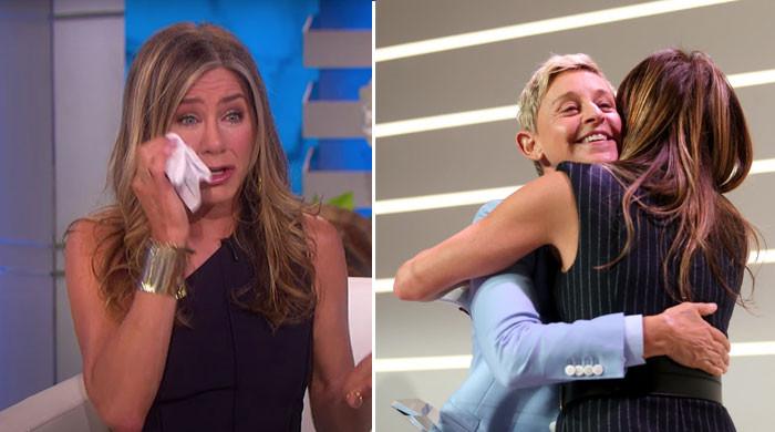 Jennifer Aniston breaks down in tears during the Ellen DeGeneres Show