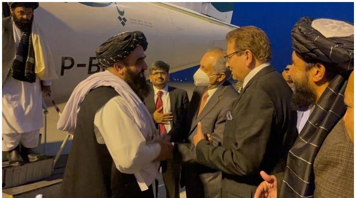 Afghanistan's Acting Foreign Minister Amir Khan Muttaqi arrives in Pakistan