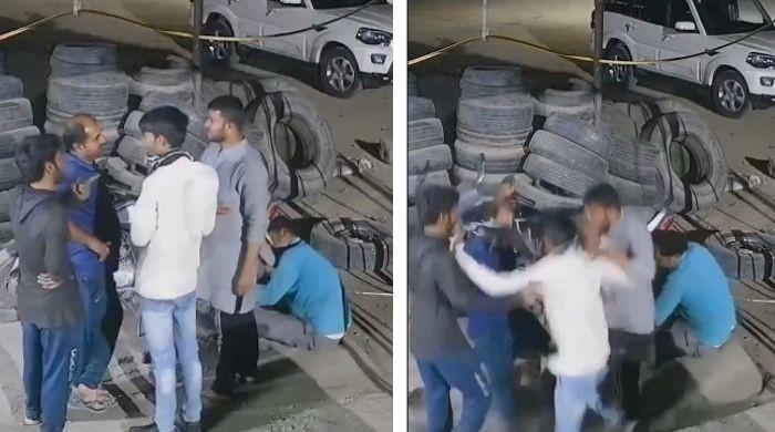 WATCH: Men fall into drain after concrete slab breaks in India