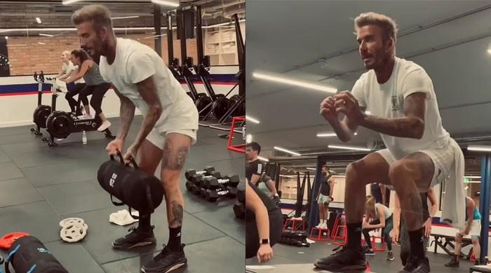 David Beckham shows off muscles while revealing his specially designed ...
