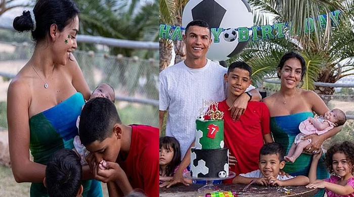 Georgina Rodriguez cradles newborn daughter at Cristiano Jr birthday bash