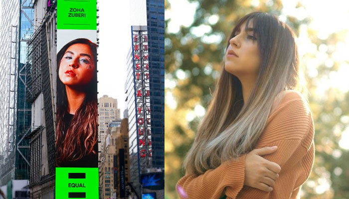 Zoha Zuberi features on Spotify digital billboard at Times Square