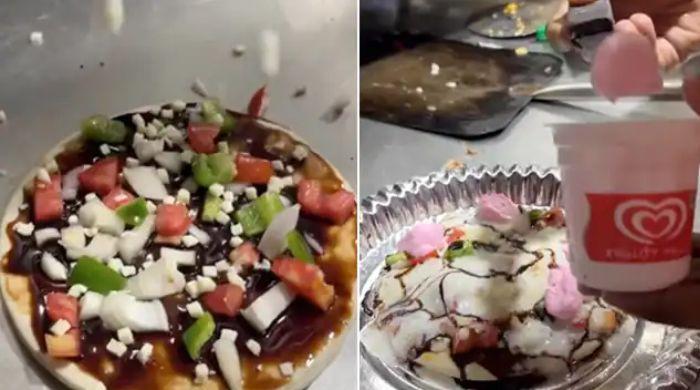 WATCH: Man cooks 'disgusting' pizza with vegetables and icecream