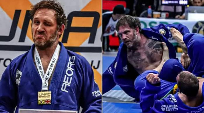 Tom Hardy knocks down martial arts fighters to win gold medal