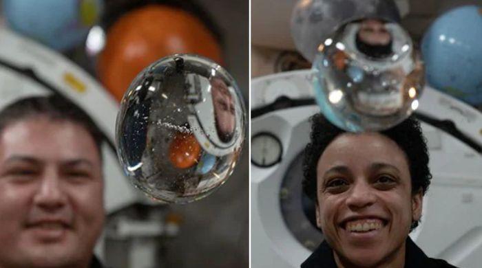 Space Station shares magical photos of a floating bubble