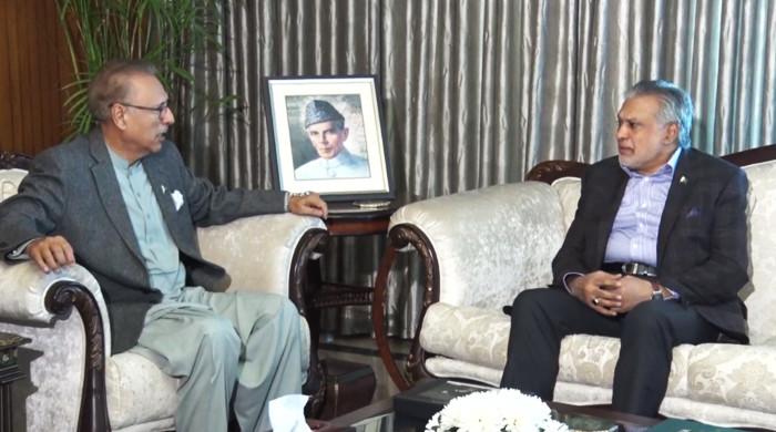 Finance czar Ishaq Dar meets President Arif Alvi