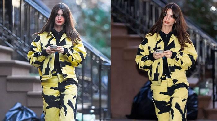 Emily Ratajkowski turns head in bright yellow outfit while running ...