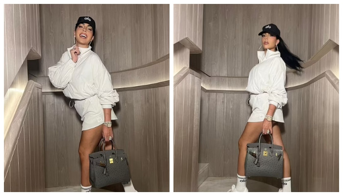 Georgina Rodriguez shows off her knockout legs in cream miniskirt