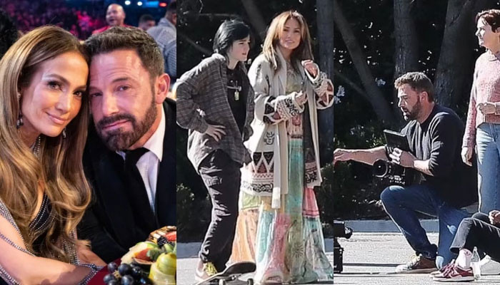Ben Affleck brings camera gear to film kids skate as Jennifer Lopez ...