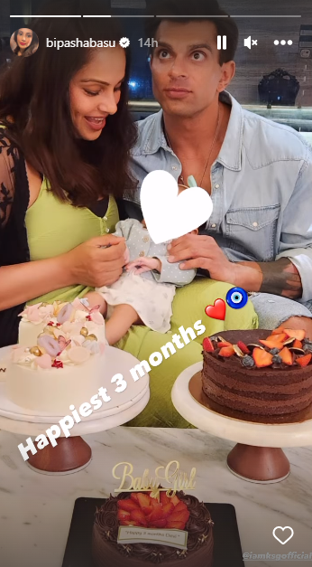 Bipasha Basu celebrates as daughter 'Devi' turns three months old