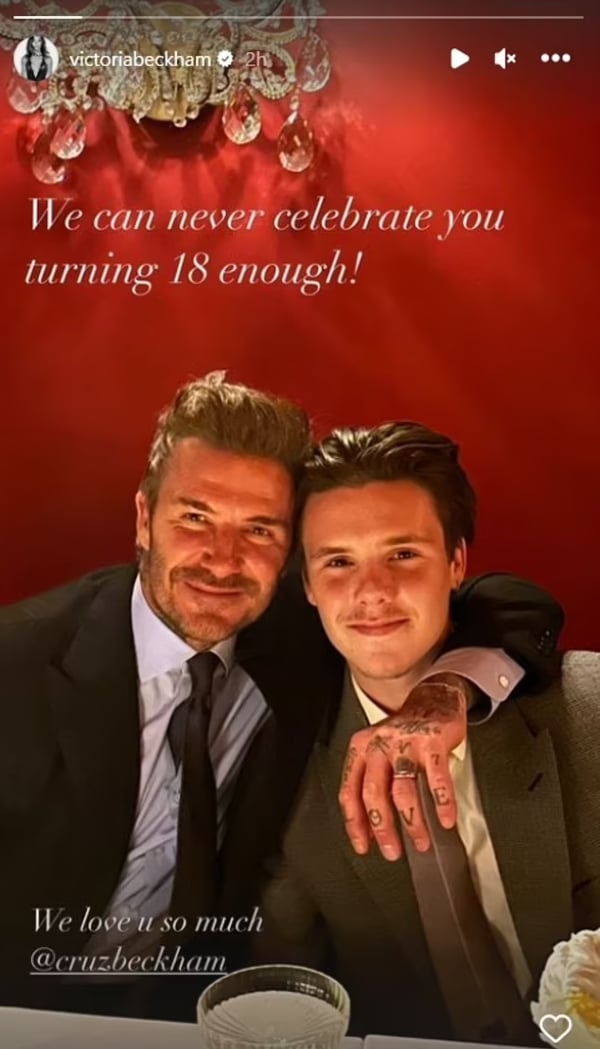 David Beckham raises toast to son Cruz’s 18th birthday, Victoria ...