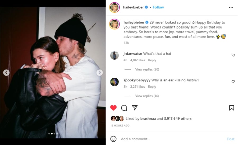 Hailey Bieber drops PDA-filled snaps on Justin Bieber’s birthday ...