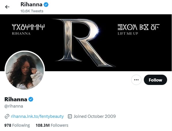Rihanna officially becomes the most followed woman on Twitter