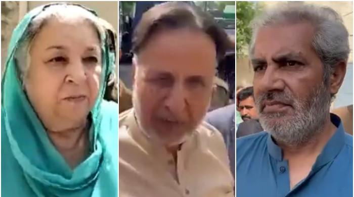 Yasmin Rashid, Mehmoodur Rasheed, Sarfaraz Cheema 'not leaving' PTI Yasmin Rashid, Mehmoodur Rasheed, Sarfaraz Cheema 'not leaving' PTI