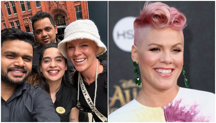 Pink surprises Birmingham restaurant staff as she orders samosas and curry