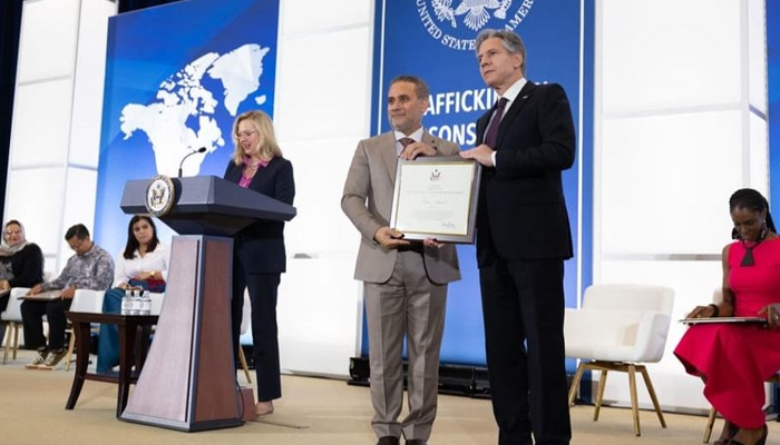 Pakistani officer honoured with prestigious US anti-trafficking award