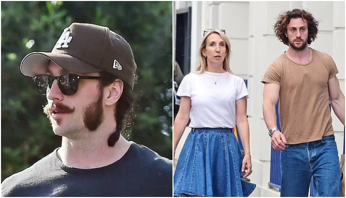 Aaron Taylor-Johnson steps out with wife Sam as he debuts new look