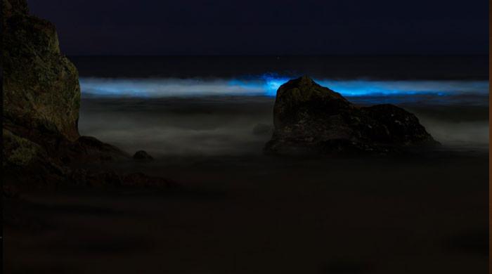 Why beaches in UK are lighting up blue at night?