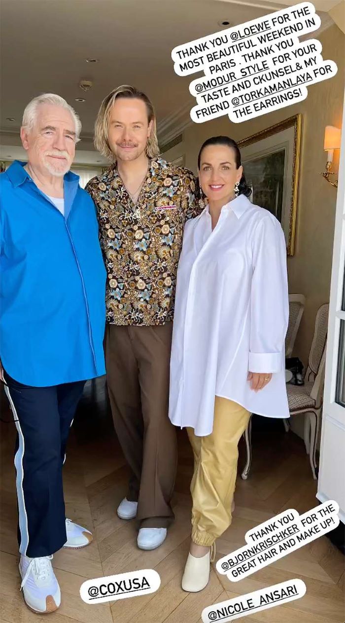 Succession stars Brian Cox and Nicholas Braun reunite at Paris Fashion Week