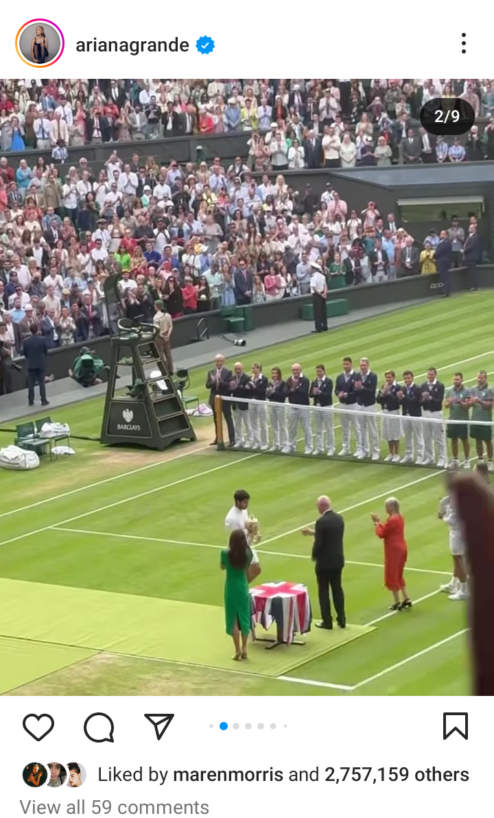 Ariana Grande shares Kate Middleton's video