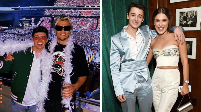 Noah Schnapp turns ‘3rd wheel’ between Millie Bobby Brown and Jake Bongiovi
