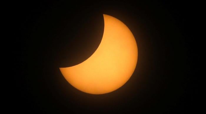 How does partial solar eclipse look from space?