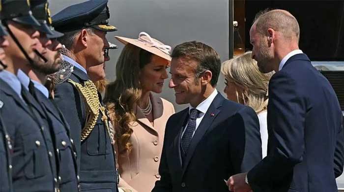 Kate Middleton joins Prince William to welcome French President Macron