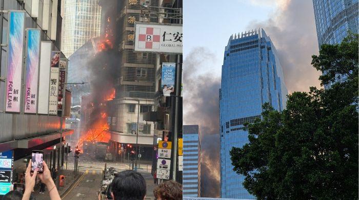 Major fire erupts on skyscraper scaffolding in Hong Kong's central district